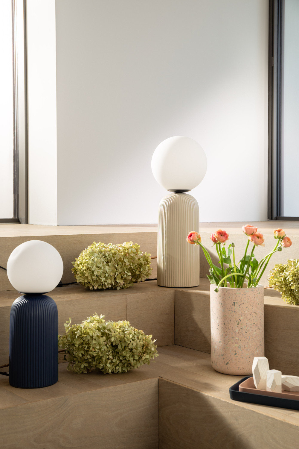 Blue Fluted Ceramic Table Lamp S, Zuiver Dash - Contemporary - Table ...
