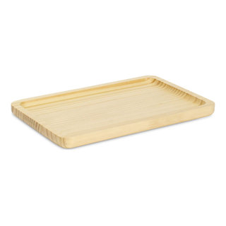 Kishen Ridge Rectangular Natural Wood Glossy Tray - Transitional ...