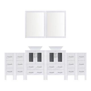Modern Vanity Set With Two Sink Bases With Mirrors and Four Drawer ...