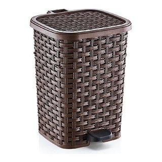 Superio Wicker Style Step Trash Can, 27 qt., Brown - Tropical - Trash ...