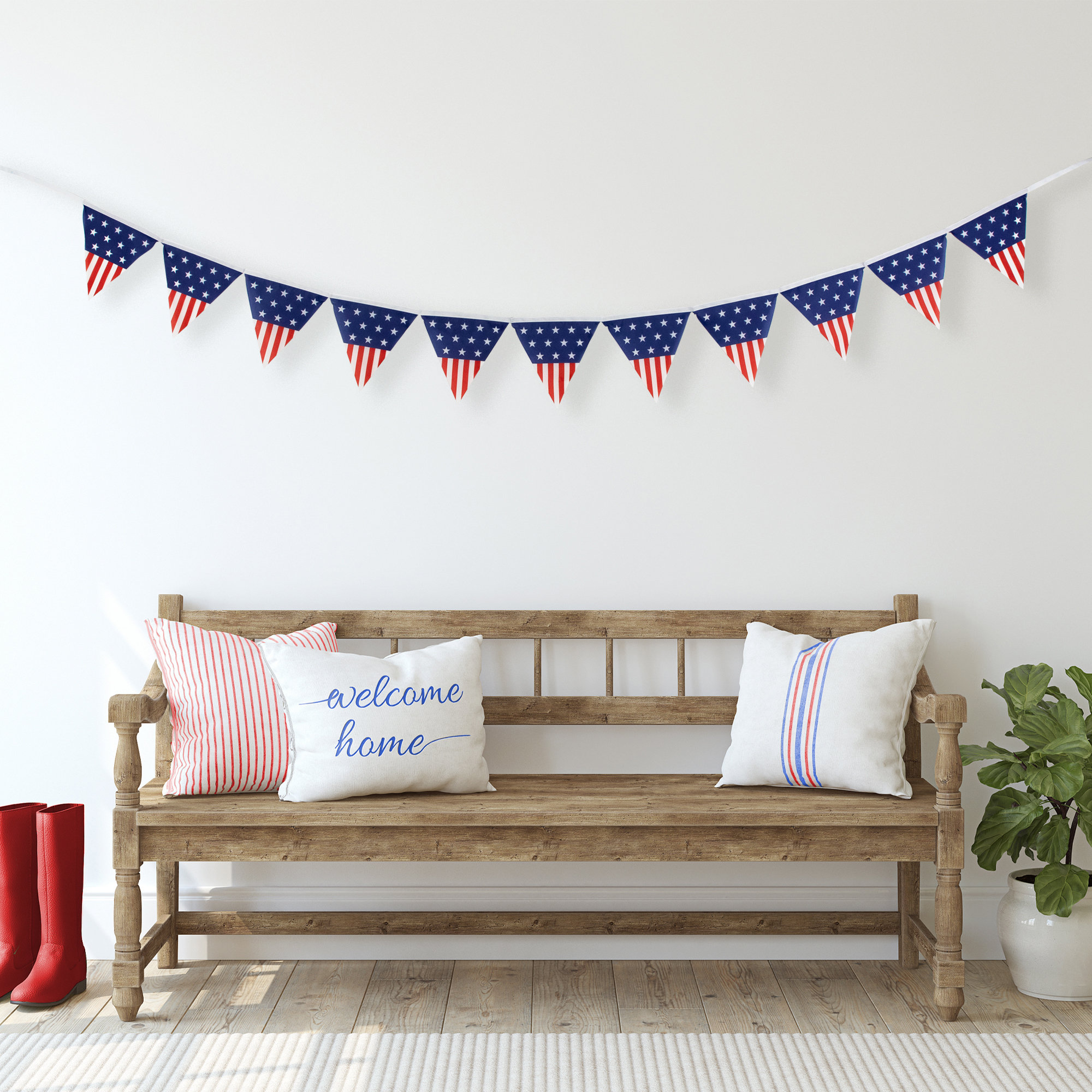 9.75' Americana Pennant USA Flag Hanging Wall Banner - Modern - Wreaths ...