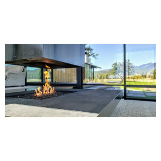 Custom Open Indoor Fire Pit for Modern Montana Home - Contemporary ...