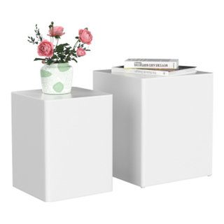 White nesting table mdf side table living room end table - Contemporary ...