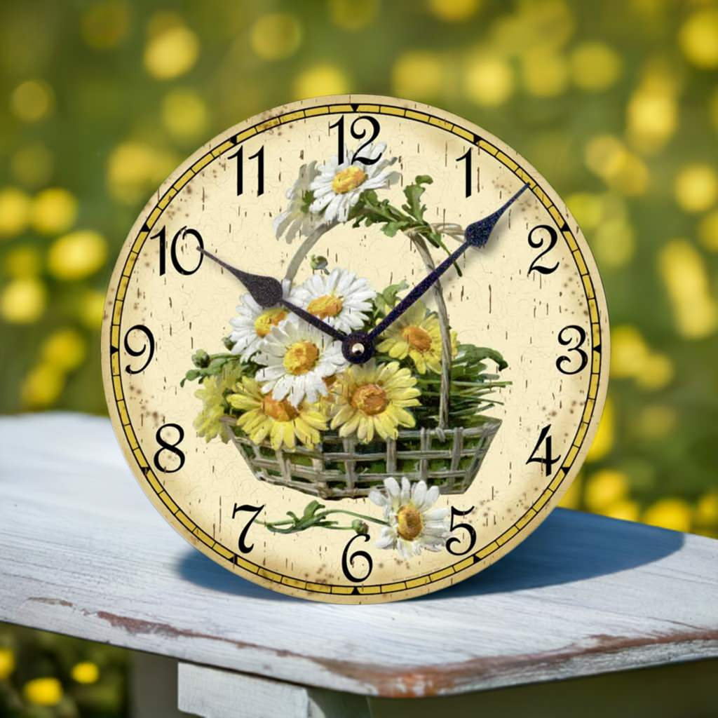 Vintage-Style Victorian Daisy Wall Wall Clock, 12 Inch Diameter ...