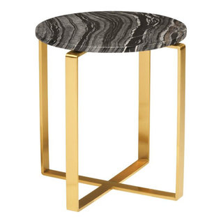 Rosa Side Table, Black Wood Vein Marbel and Stainless Base - Modern - Side Tables And End Tables ...