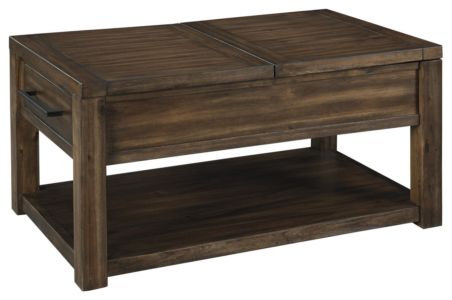 Rectangular Split and Lift Top Wooden Cocktail Table with Open Shelf ...
