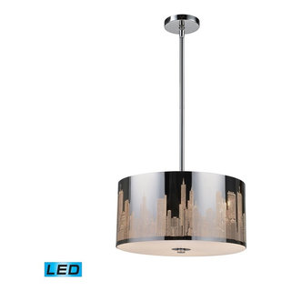ELK Lighting Skyline 3-Light LED Pendant, Polished Stainless Steel - Contemporary - Pendant ...