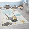 Kids Rug for Nursery Bear and Elephant, Dreamy Balloon, Cream, 4'4"x6'3 ...
