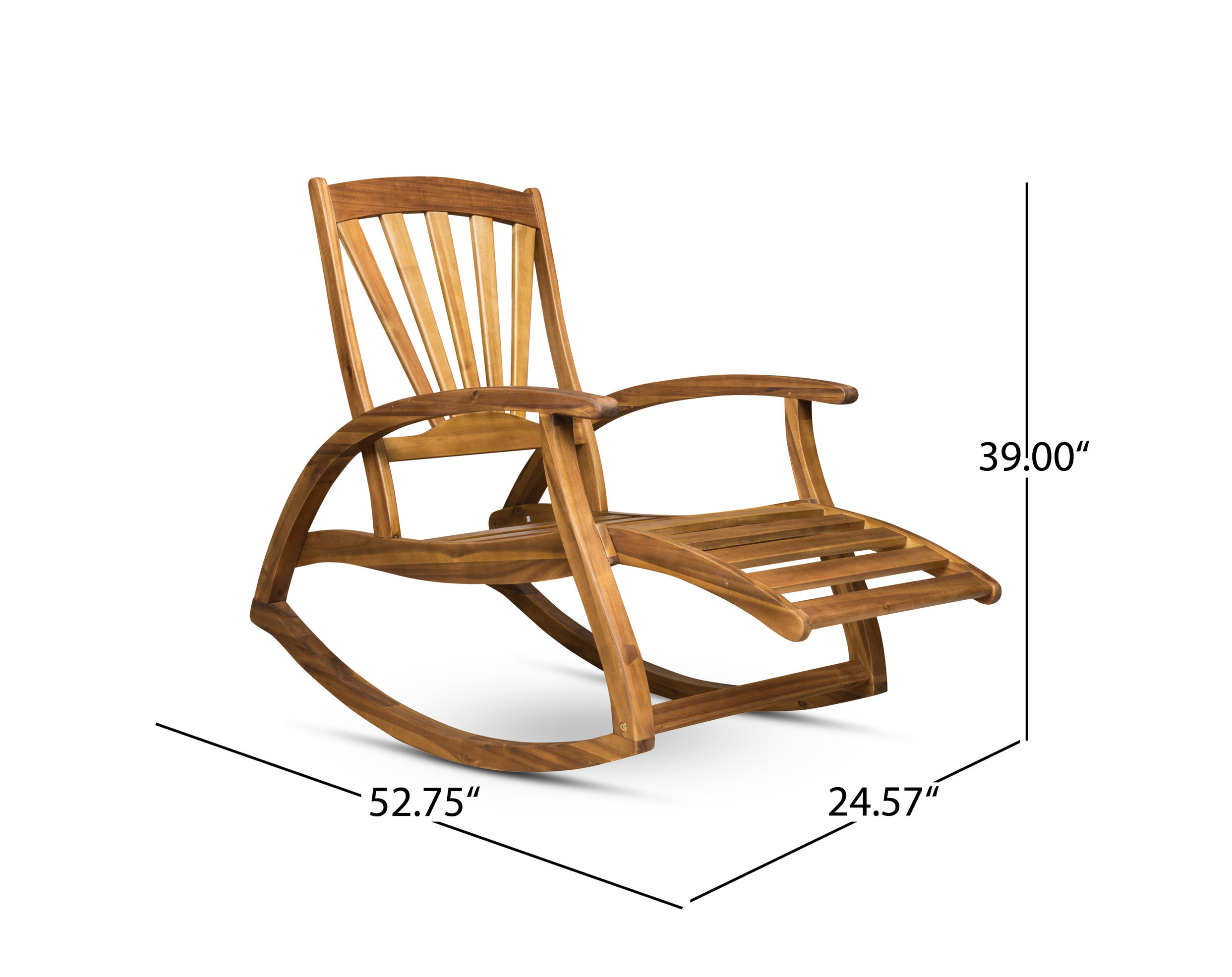 GDF Studio Alva Outdoor Acacia Wood Rocking Chair With Footrest ...