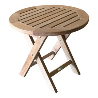 Coronado Teak Folding Side Table, Natural - Transitional - Outdoor Side ...
