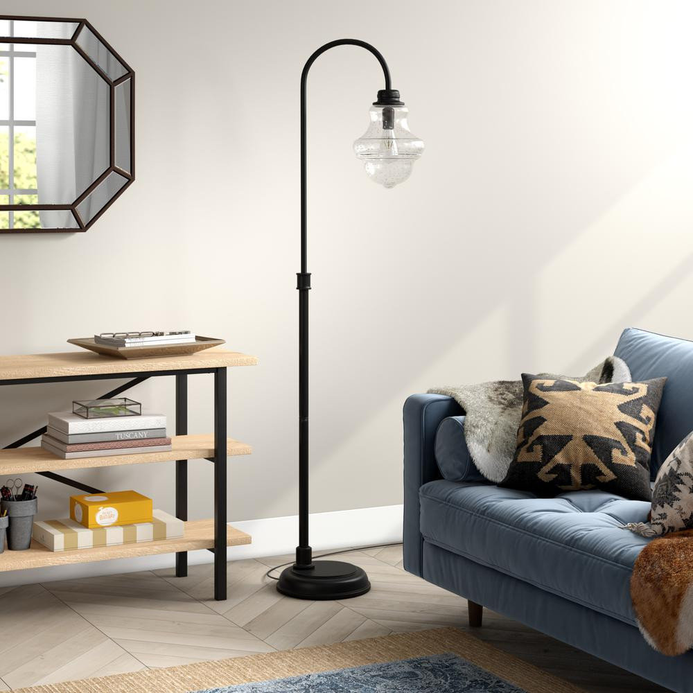 Sara 70 Tall Floor Lamp with Glass Shade in Blackened Bronze/Seeded ...