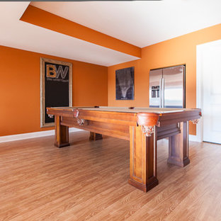 75 Beautiful Eclectic Basement With Orange Walls Pictures & Ideas | Houzz