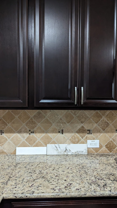 Backsplash for Alabaster andbusy granite