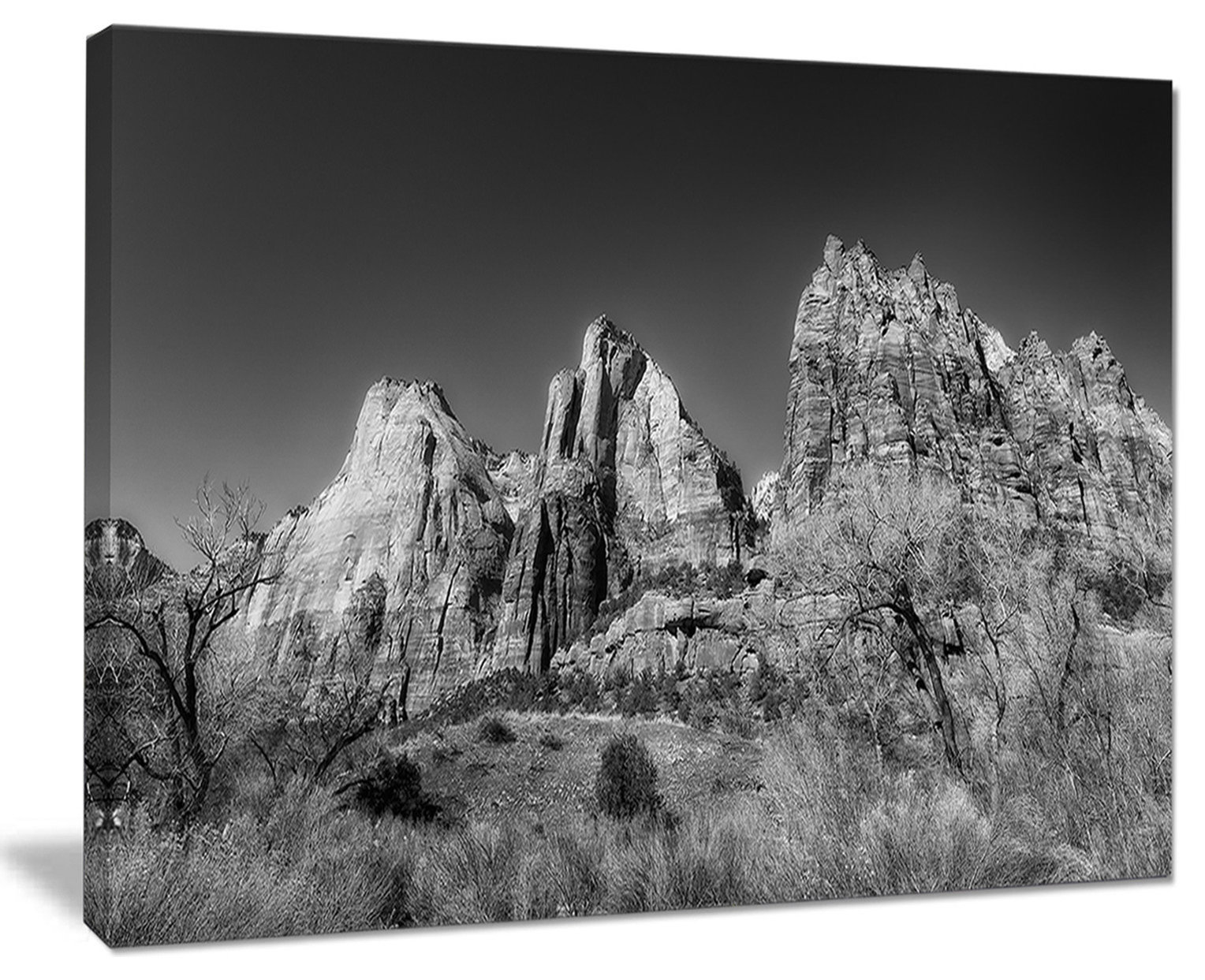 Designart - Rising Red Rocks Black and White - Landscape Canvas Art ...