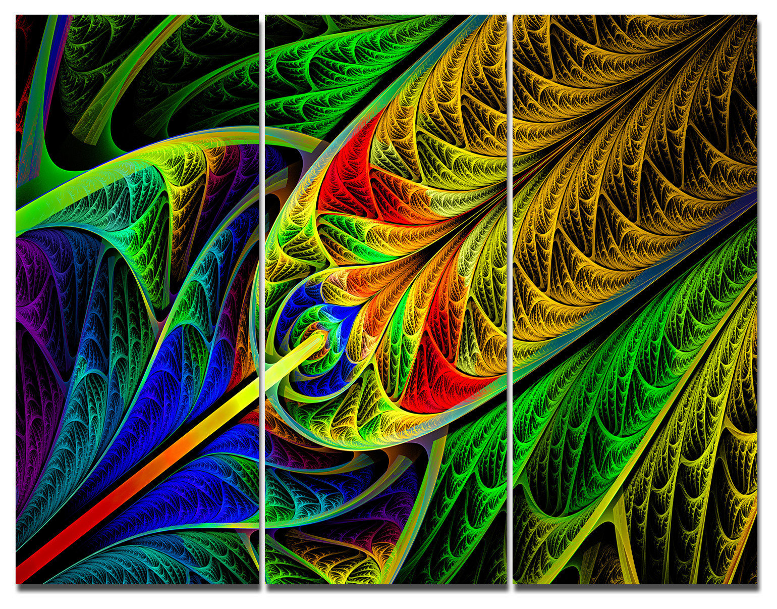 Stained Glass with Glowing Designs, Abstract Wall Art Canvas, 36x28, 3 ...