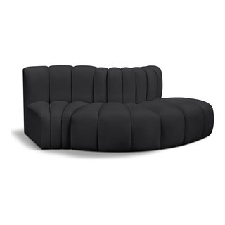 Arc Upholstered S-Shaped Modular Sectional, 3-Piece: 1 Curved Corner, 2 ...