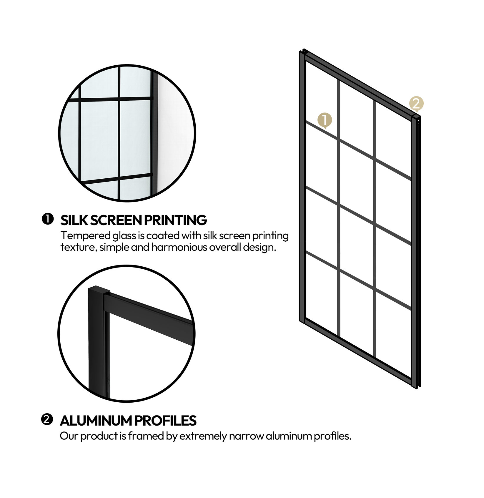 Puente Bathtub Screen Framed Glass Shower Door Shower Panel, 34" W X 58 ...