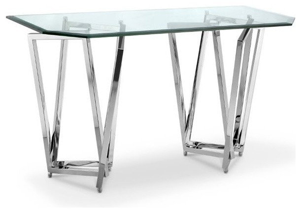 Magnussen Lenox Square Octagonal Console Table in Nickel - Contemporary ...