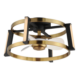 Darling LED Fandelight in Black / Natural Aged Brass - Transitional ...