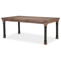 Michael Amini Crossings Rectangular Wood & Metal Dining Table in Barn ...