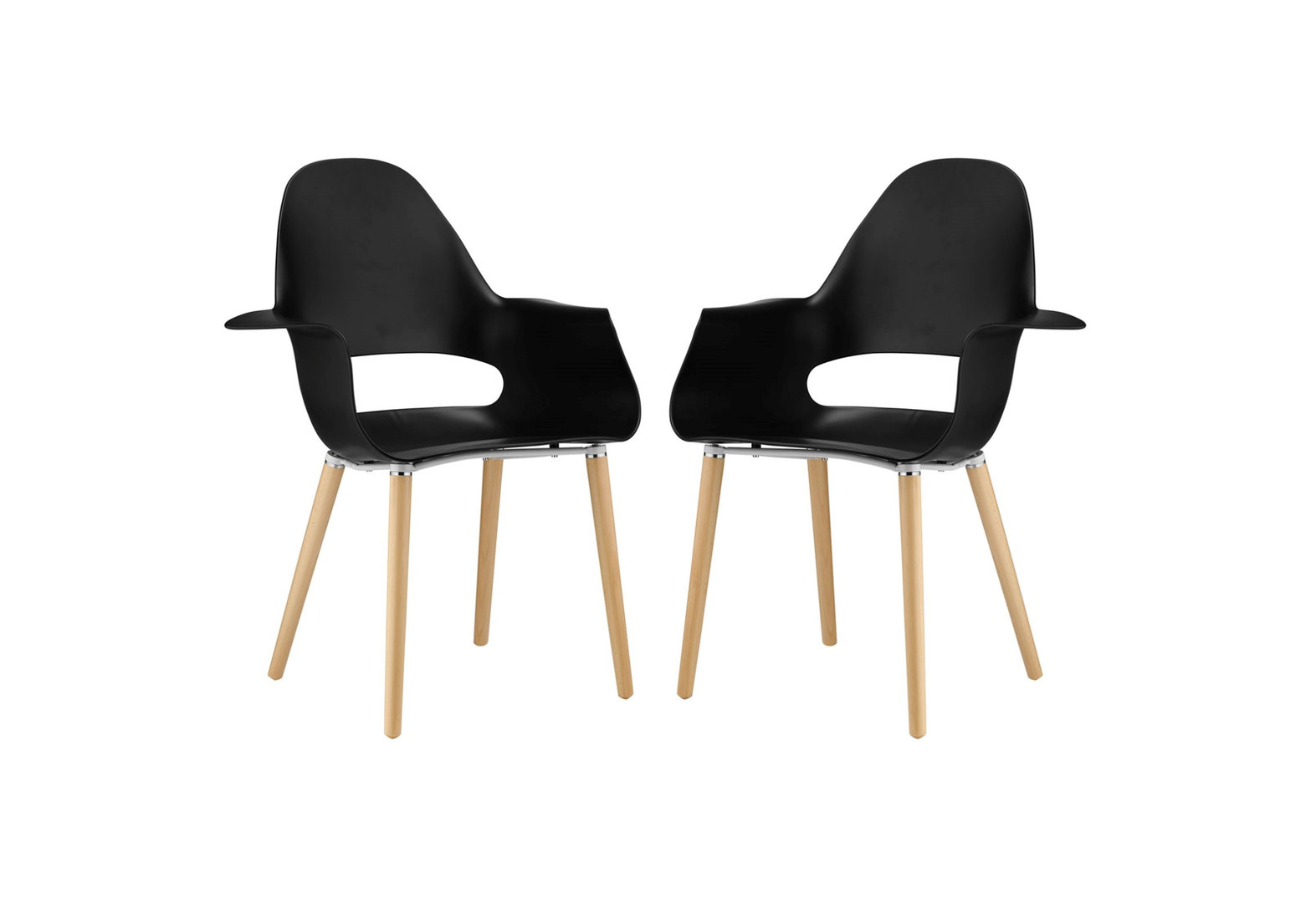 Modern Contemporary Urban Dining Chair Set, Set of 2, Black, Plastic ...