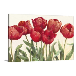Ruby Tulips Wrapped Canvas Art Print, 30"x20" - Contemporary - Prints ...