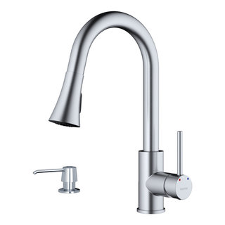 Karran 1-Handle Pull-Down Kitchen Faucet With Soap Dispenser ...