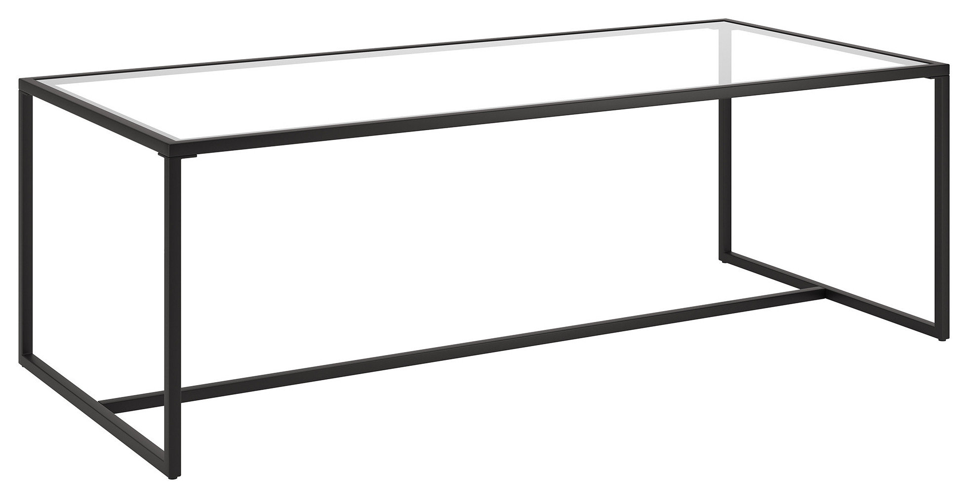 47" Black and Glass Rectangular Sled Base Coffee Table - Industrial ...