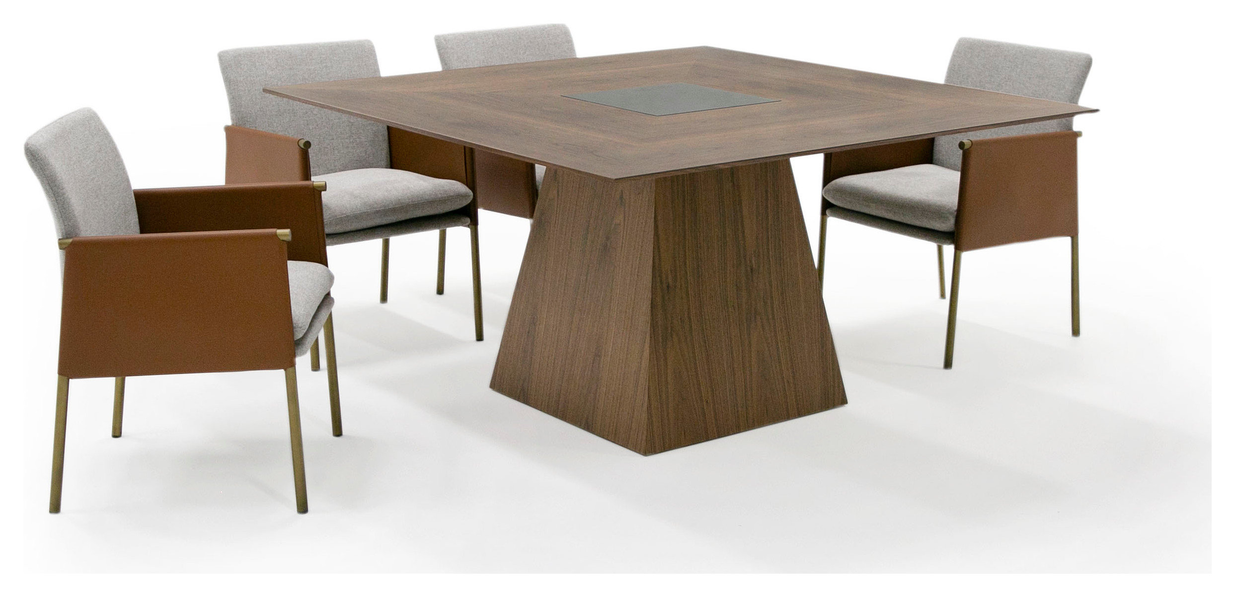 Modrest Cora- Modern Walnut and Black Tempered Glass Dining Table ...