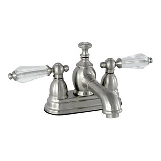 Elegant Brass Centerset Faucet with Crystal Levers and Drain Assembly ...