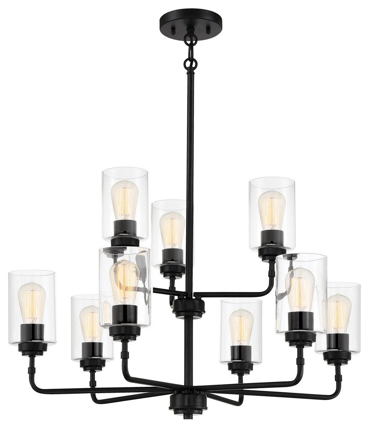 Stowe Nine Light Chandelier, Flat Black - Transitional - Chandeliers ...