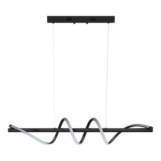Modern Linear Wave Shape LED Pendant Lighting for Kitchen Island ...
