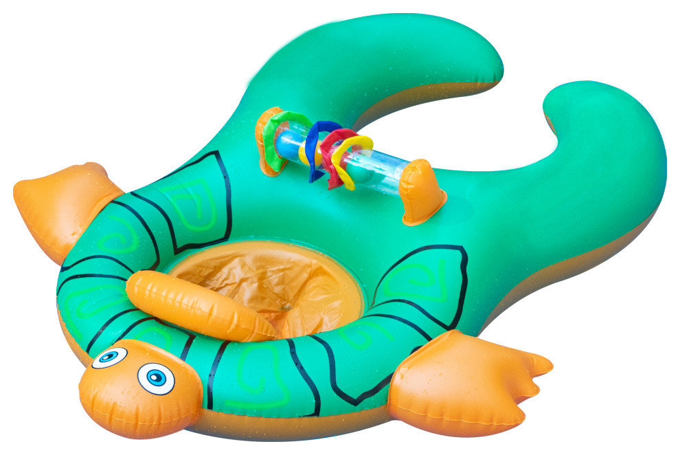 40" Inflatable Turtle Baby and Mom Swimming Pool Seat - Modern - Pool ...