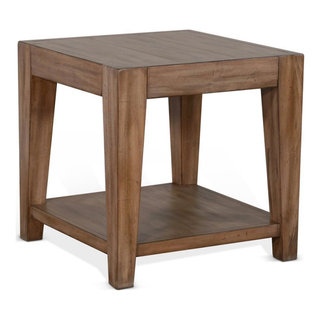 Sunny Designs Doe Valley 24" Mid-Century Wood End Table in Taupe Brown ...