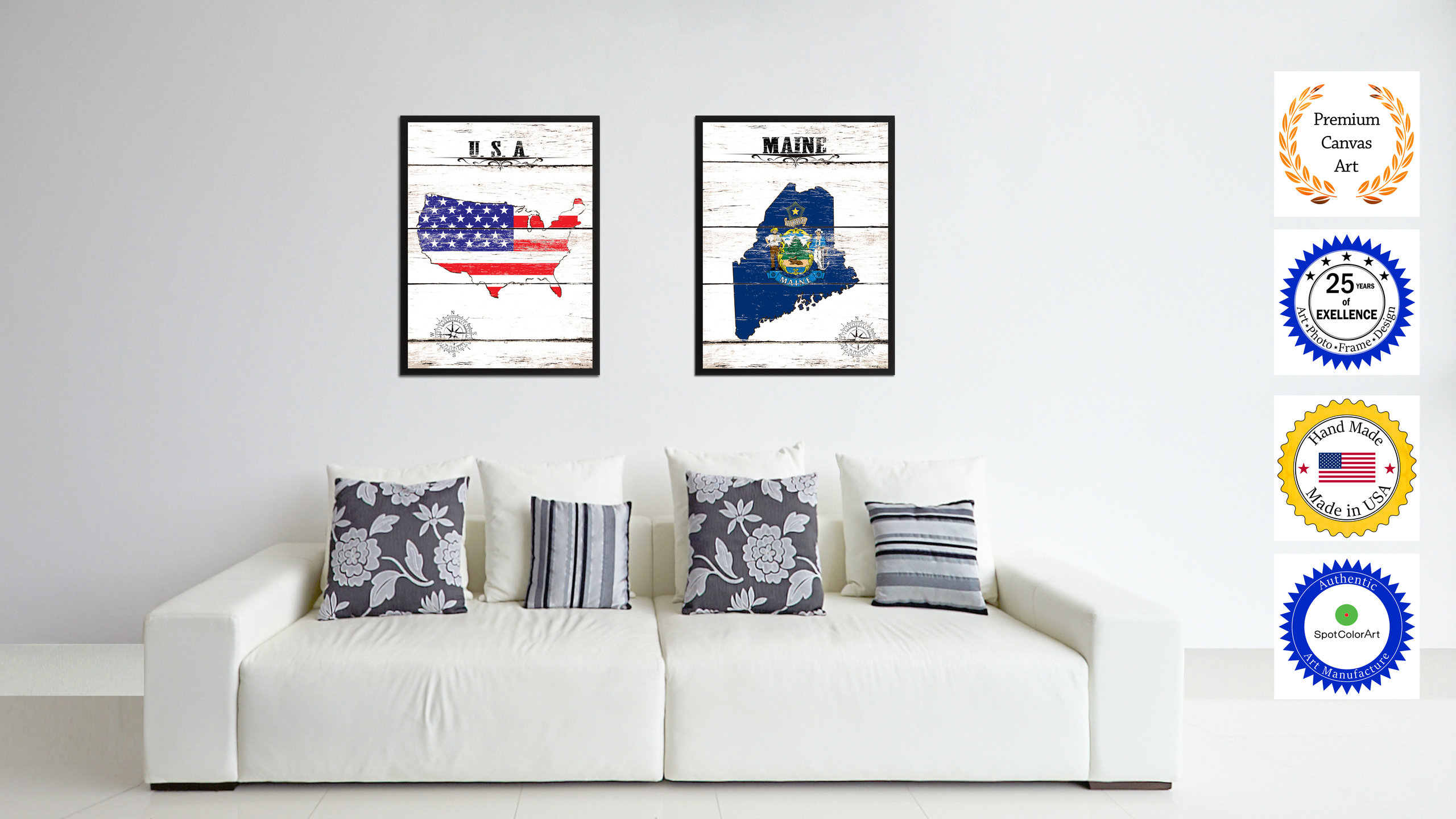 Maine State Flag Canvas, 28"x37", 28"x37" - Contemporary - Prints And ...
