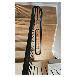 115_Stunning Continuous Rail System on 3 Story Floating Stairs ...