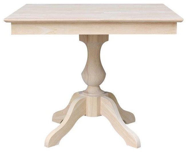 36" x 36" Unfinished Solid Wood Square Top Pedestal Table With 4 Chairs ...