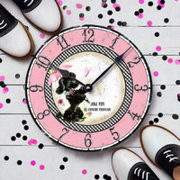 Fifties Retro Pink Poodle Clock, 10.5 Inch Diameter - Eclectic - Wall ...