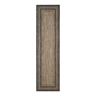 Safavieh Courtyard 2'3" x 14' Runner Rug in Natural and Black, 2'3" x ...