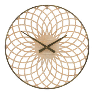 Round Lattice Wood Wall Clock 23.75"D - Transitional - Wall Clocks - by ...