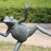 Verdigris Finish Dancing Frog Spitter Statue, One Size - Eclectic ...