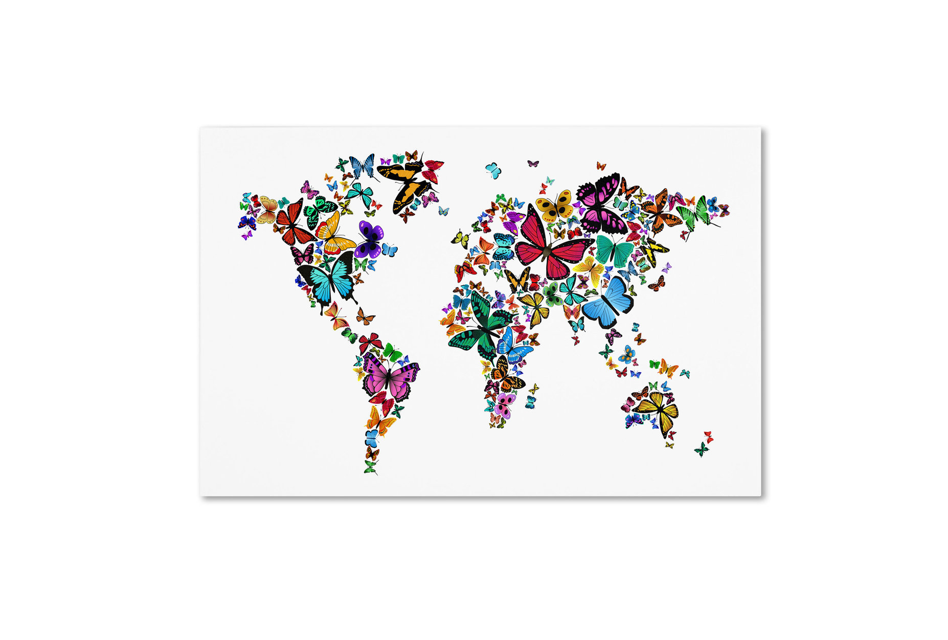 'Butterflies Map of the World' Canvas Art by Michael Tompsett, 16" x 24 ...