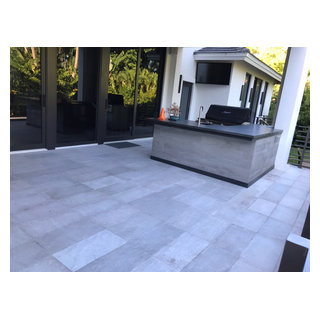 Pool deck with Snowhite Quartzite Floor and Wall Tiles - Contemporary ...