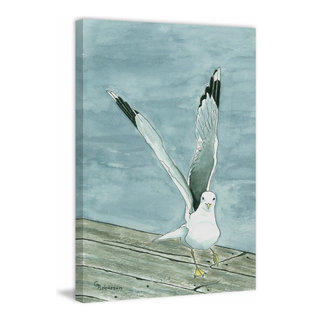 "Two Point Landing" Painting Print on Wrapped Canvas, 12"x18" - Beach ...