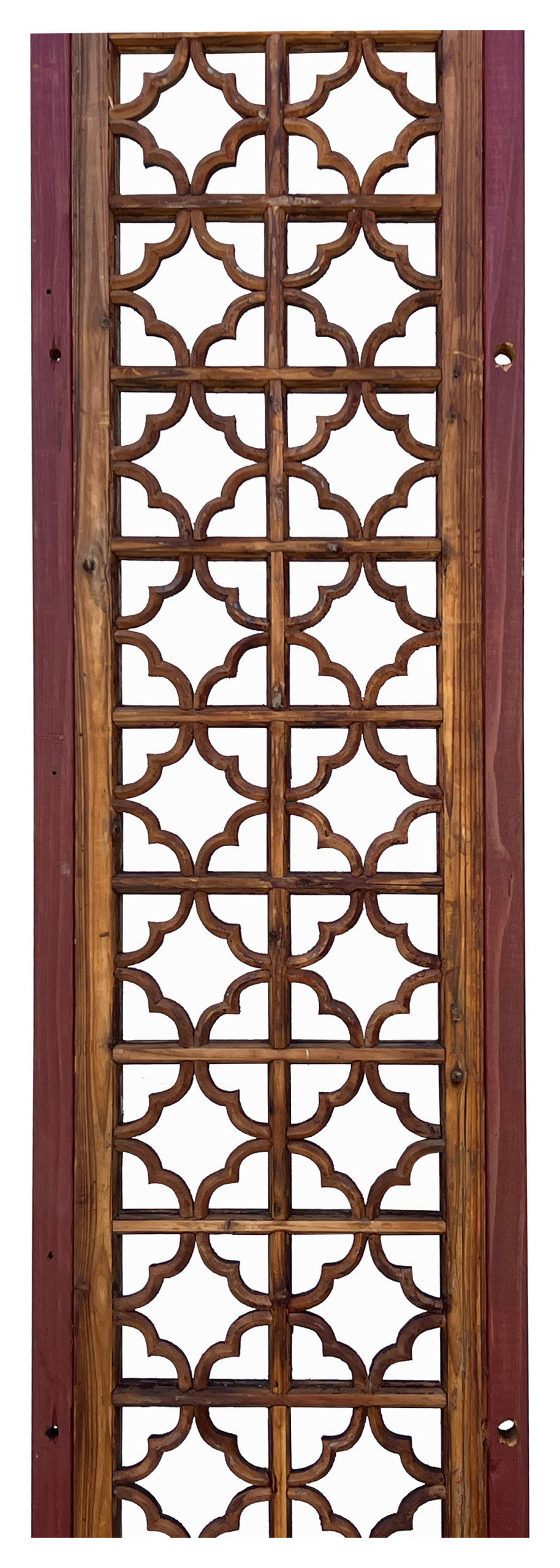 Chinese Vintage Geometric Star Pattern Tall Wood Floor Panel Screen ...