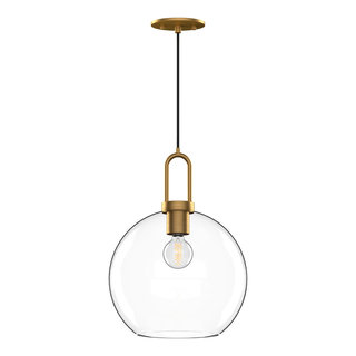 Soji pendants,Aged Gold|Clear Glass D9-7/8" x H14-3/8" - Transitional ...