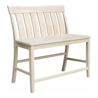 Armless Solid Wood Tall Bench with 24" Seat Height, Natural Finish ...