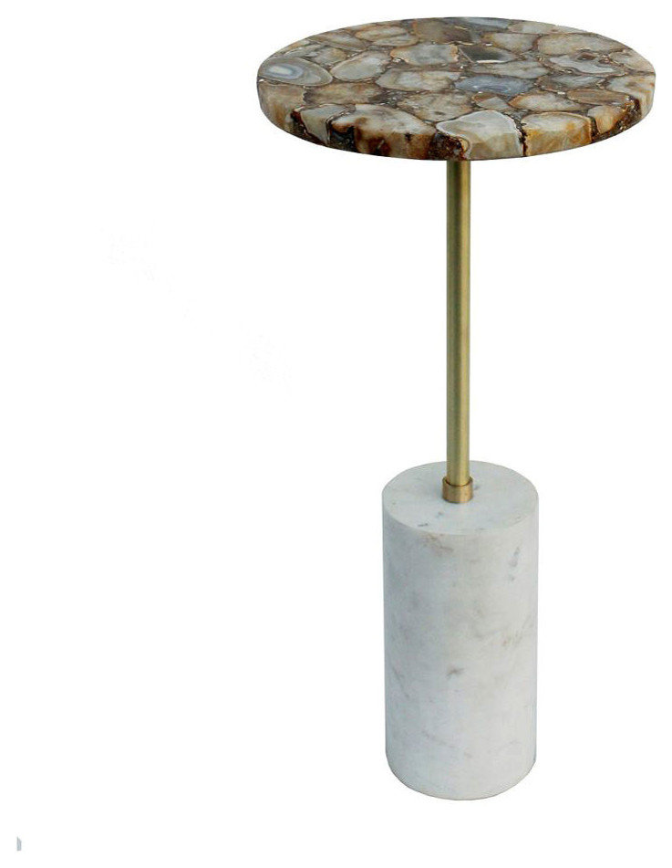 Gold Agate Brass Side Table With Marble Base 12x24" - Contemporary ...