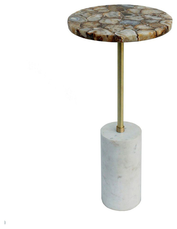 Gold Agate Brass Side Table With Marble Base 12x24" - Contemporary ...