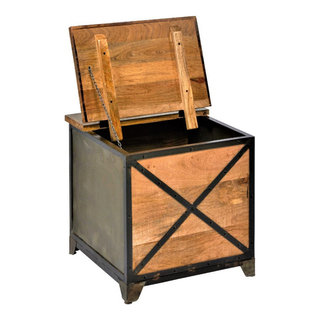 24" Square Industrial Rectangle End Side Table Box Style Rustic Mango ...